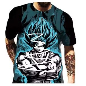 Quality Anime Goku Sublimation Printed T Shirts Short Sleeve Patterned Clothes for sale