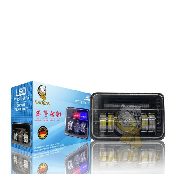 Quality 5 Inch Plastic Red Blue Flash 12V Universal Motorcycle Headlight for sale