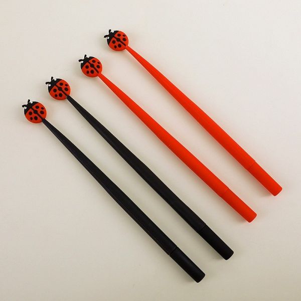Quality Hot Sale Seven-spotted Ladybug Silicone Gel Pens for School Office for sale