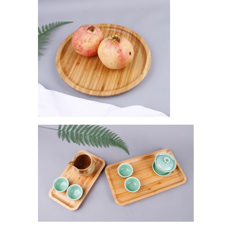 Bamboo Tray Japanese Wooden Tray Rectangular Simple Tea Tray Household Water Cup Tray Wooden End Plate Barbecue Tray Custom
