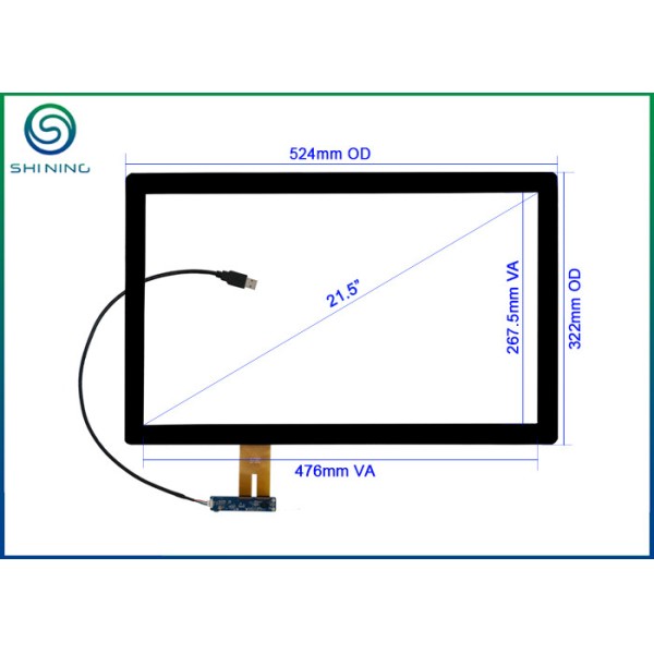 Quality Custom PCAP Capacitive Touch Screen Overlay 16:9 21.5 Inch COB Type for sale