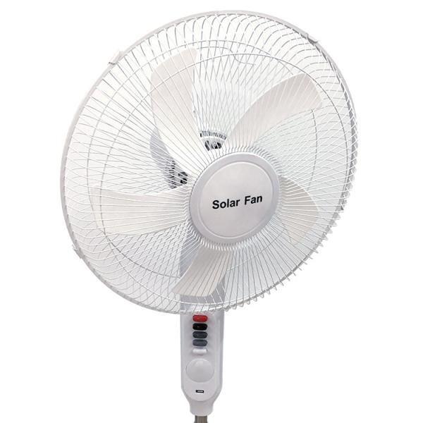 Quality White 16 Inch Solar Rechargeable Stand Fan Height Adjustable 25W for sale