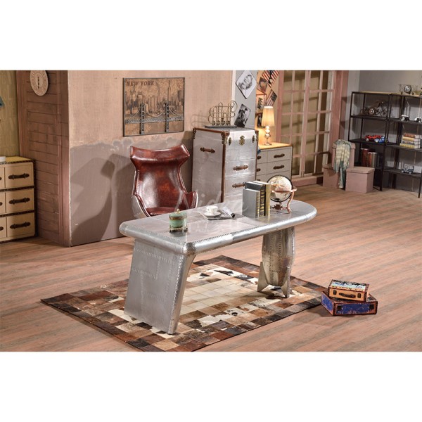 Quality Desk Vintage Aluminium Industrial Design Mid-Century Aviation Office Table Durable Commercial Customized for sale