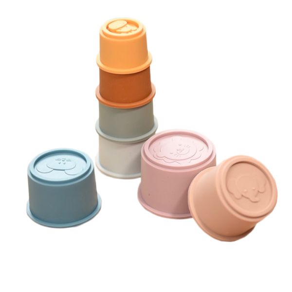 Quality Montessori Educational Kids Model Toys Animals Silicone Stacking Cups for sale