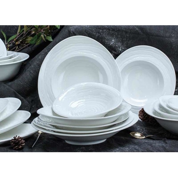 Quality Swirl Emboss 16pc Dinner Set Irregular For Wedding Party for sale
