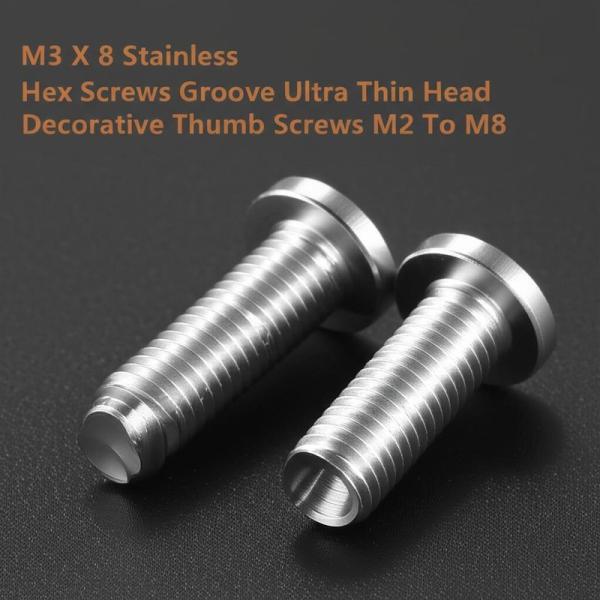 Quality M3 x 8mm Stainless Steel Hex Screw A2-50 Grade Ultra-Thin Head for sale