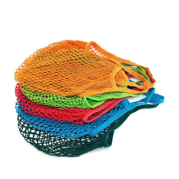Quality Fruit Vegetable Reusable Grocery Bags Washable Cotton Mesh String Short Handle for sale