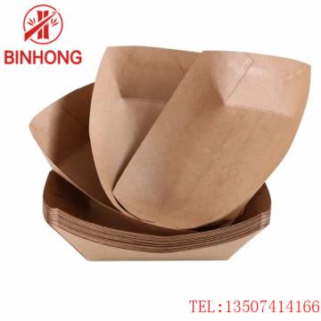Quality Kraft Paper 125mm Boat Disposable Paper Containers for sale
