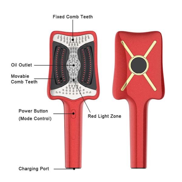 Quality Fitdash Rechargeable Red Light Therapy EMS Head Scalp Massage Brush Hair Care Comb for sale