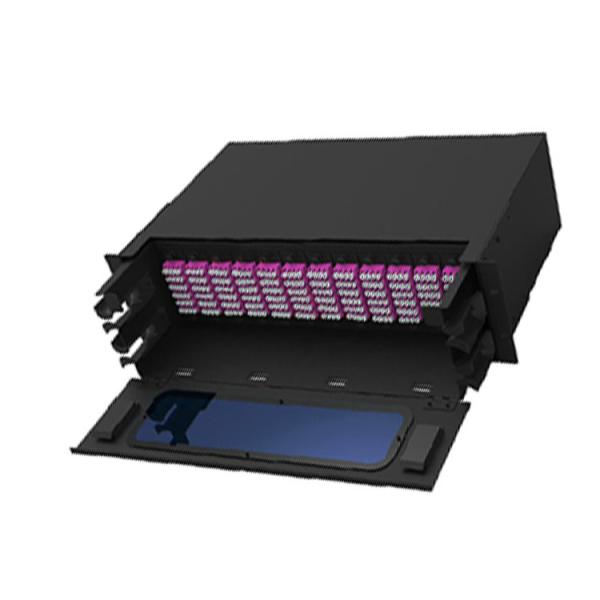 Quality 144 Fibers 19 Inch 1U MPO MTP Patch Panels Aqua Blue Optical Fiber Patch Panel for sale