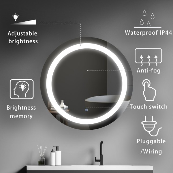 Quality Compact Bathroom Mirror With Lights Corrosion Protection Adjustable Lighting for sale