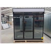 Quality R290 Three Glass Door Fridges Top Mount Display BLACK for sale