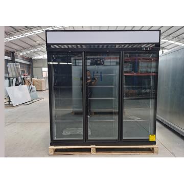 Quality R290 Three Glass Door Fridges Top Mount Display BLACK for sale