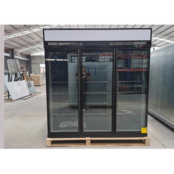 Quality R290 Three Glass Door Fridges Top Mount Display BLACK for sale