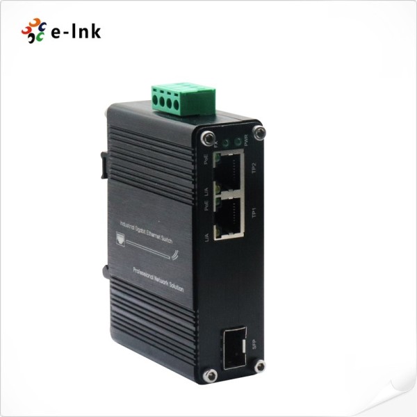 Quality 2-Port Industrial PoE+ Media Converter with 10G Fiber Solar Voltage Booster Supports 12-48V Input Delivers 60W PoE+ Power for Demanding Networks for sale