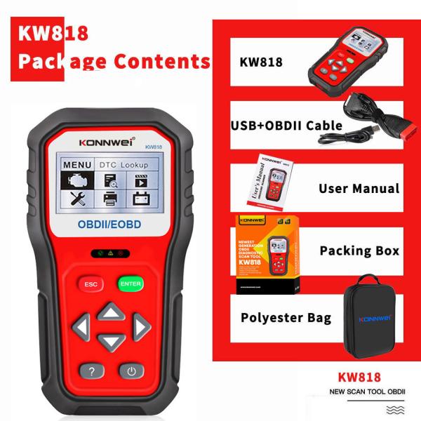 Quality Handheld free upgrade 2.8 inches black and white screen car battery tester KW818 for sale