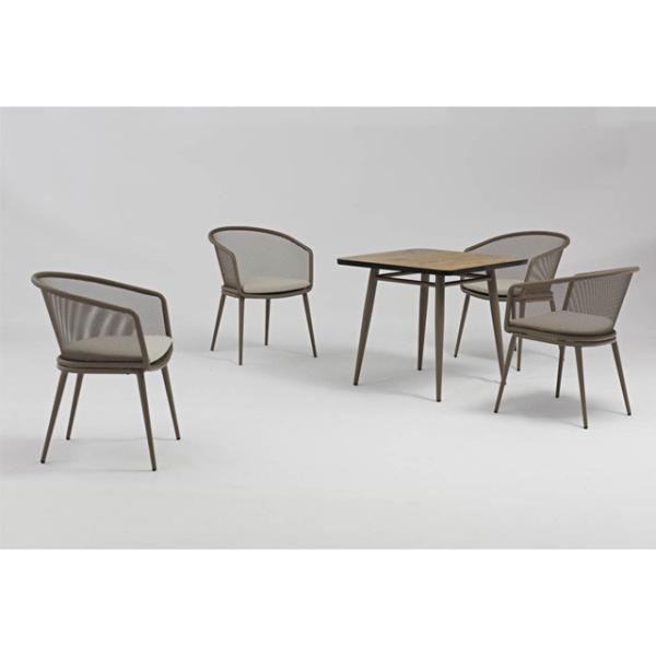 Quality Alu Frame Outdoor Garden 4 Seat Square Aluminum Dining Set for Patio for sale