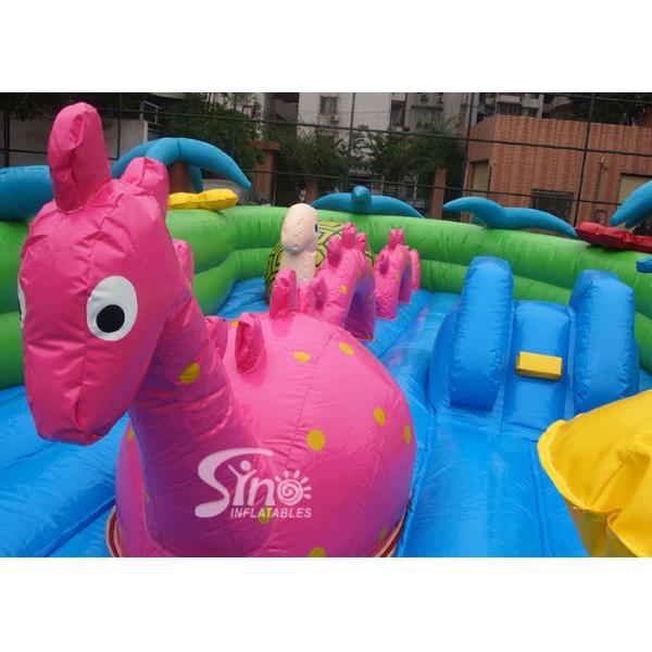 Quality Toddlers Garden Inflatable Games With Horse And Turtle , Green / Blue / Pink for sale