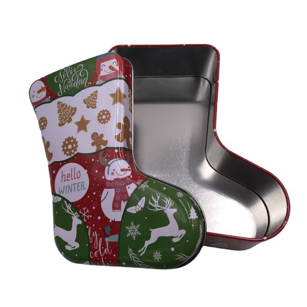 Quality Christmas Stocking Tins Gift Box Atlantic Tins Large Tin Food Storage Containers for sale