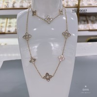Quality white fritillary rhombus flower necklace 18k Gold Plated Stainless Steel Jewelry for sale