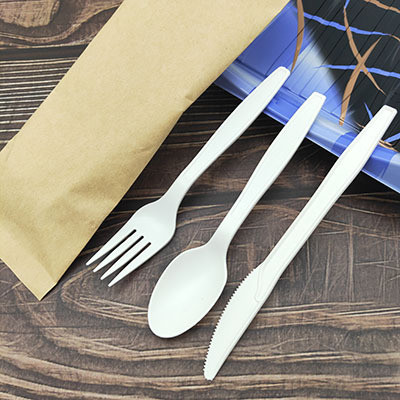 Quality 6inch Biodegradable Cornstarch Tableware Individually Wrapped Disposable Cutlery for sale