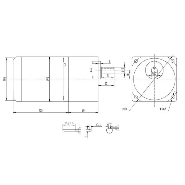 Quality 60mm 24v Black Adjustable Speed DC Motor with 1.9A Continuous Current and Black for sale