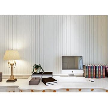 White And Blue Living Room Striped Wallpaper Strippable , Mediterranean Style