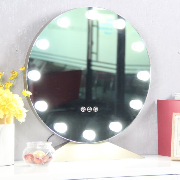 Quality Touch Sensor Makeup Mirror With Lights Round Cosmetic Mirror With Color for sale