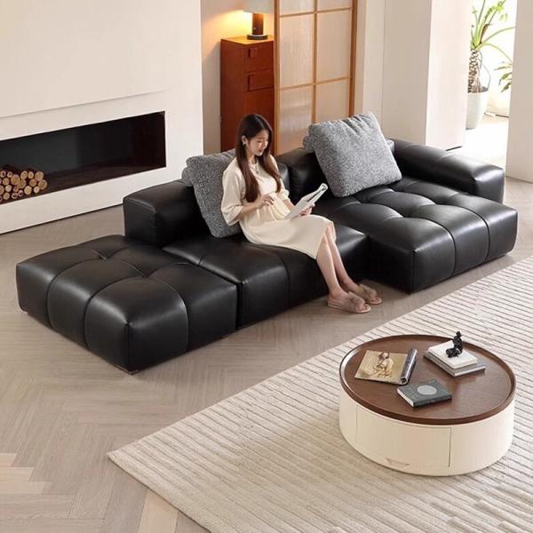 Quality Commercial Hotel Living Room Leather Sofa Genuine Cowhide Modern Sectional Custom Size for sale