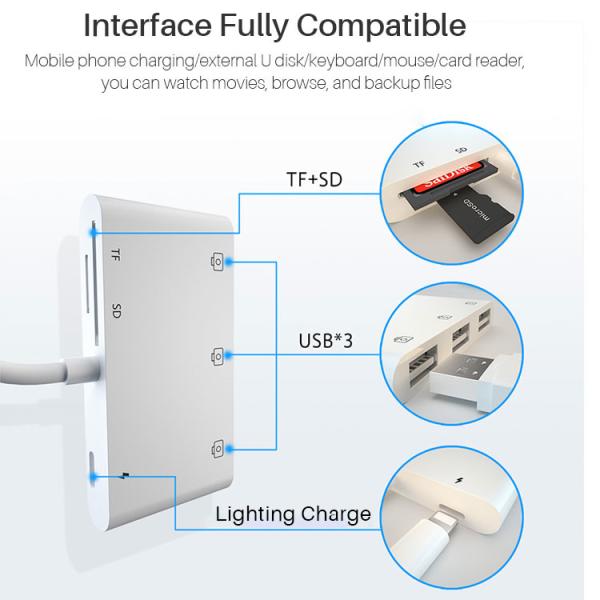 Quality ABS 0.2M USB OTG Cable Adapter 45g 6 In 1 USB Adapter for sale