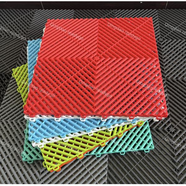 Quality 2500Lbs UV Resistant PP Garage Floor Tile With Ribbed Surface Finish for sale