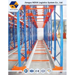 Quality High Density Warehouse Shuttle Pallet Racking with Durable Steel , Blue Red for sale