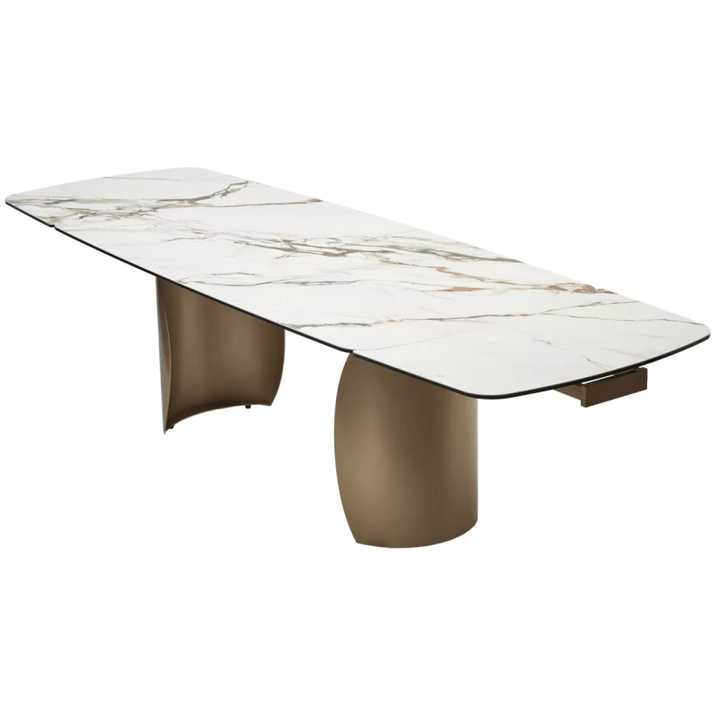 Quality Hot-Selling High Quality Extendable Dining Table Sintered Stone Top Stainless Steel Frame Dining Room Furniture for sale