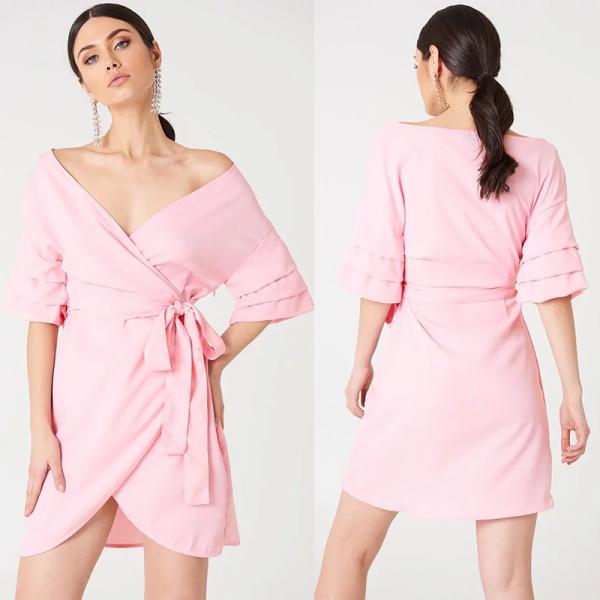 Quality Off Shoulder Overlapped Ladies 2018 Summer Dresses for sale