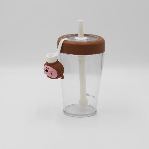 Quality Contemporary 430ml Shaker Water Bottle Plastic Drink With Straw for sale