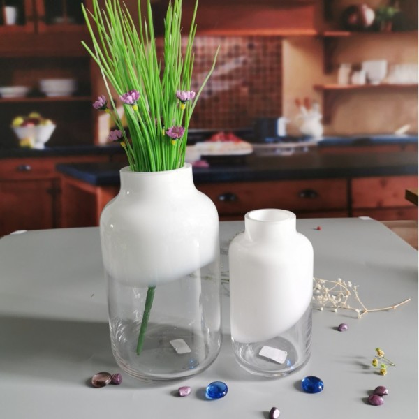 Quality Hand Made Solid White Top Half Ceramic Glass Jar Vase for sale