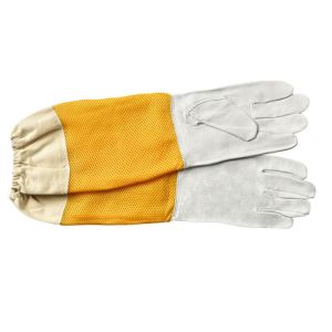 Quality Sheepskin Beekeeping Gloves with Yellow Ventilated Gridding Proof for sale
