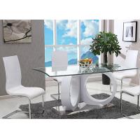 Quality Wooden Legs Glass Top 76cm Modern Dining Table for sale