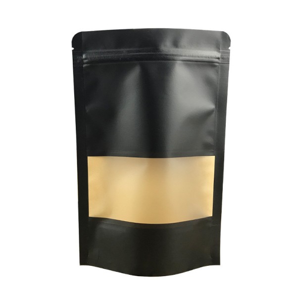 Quality Custom Logo Black Plastic Polybag Food Package with Window Gravure Printing Size Optional for sale