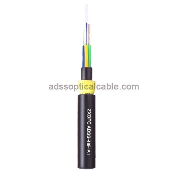 Quality 48 ADSS Optical Cable / Double Jacket PE All Dielectric Self Supporting Cable for sale