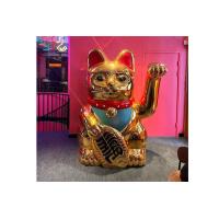 Quality Outdoor Large Fiberglass Animal Sculpture Gold Lucky Cat Statue for sale
