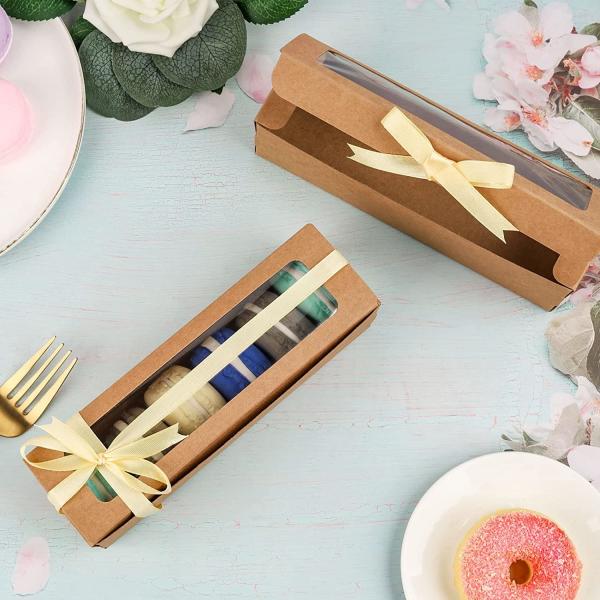 Quality 25 Pack Macaron Selection Box With Clear Window Ribbon 6 Macaron for sale