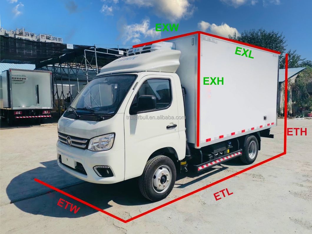 20FT Refrigeration Truck Box Body with FRP Sandwich Wall and Aluminum Duct Floor for Isuzu Truck Chassis