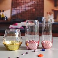 Quality 400ml Hand Cut Gold Honeycomb Crystal Wine Glasses for sale