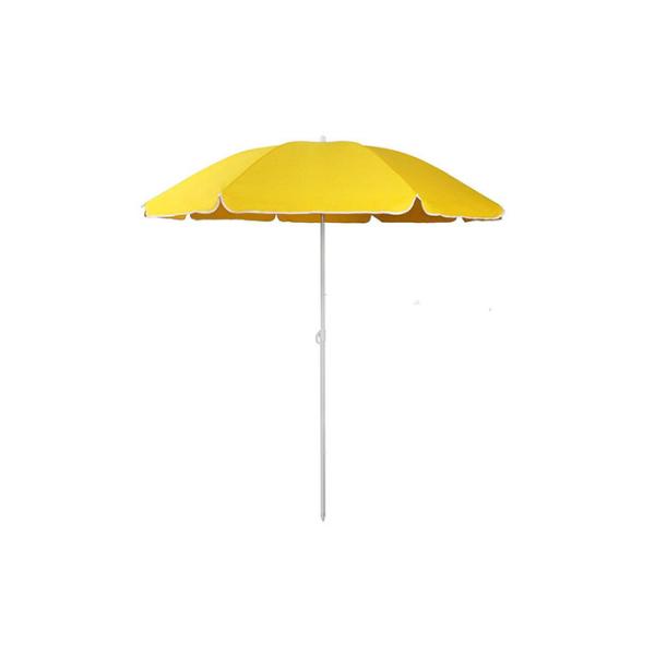 Quality Yellow Steel Windproof Beach Umbrella Double Needle Process With Flap for sale
