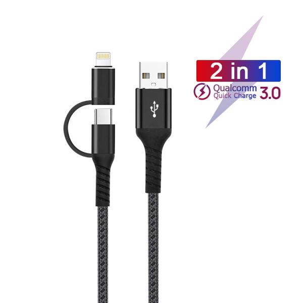 Quality PD 18W Fast Charger Lightning Cable 2 In 1 USB Data Transmission for sale