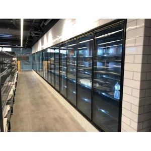 Quality Slimline Type Standing Freezer Glass Door Black Stainless for sale