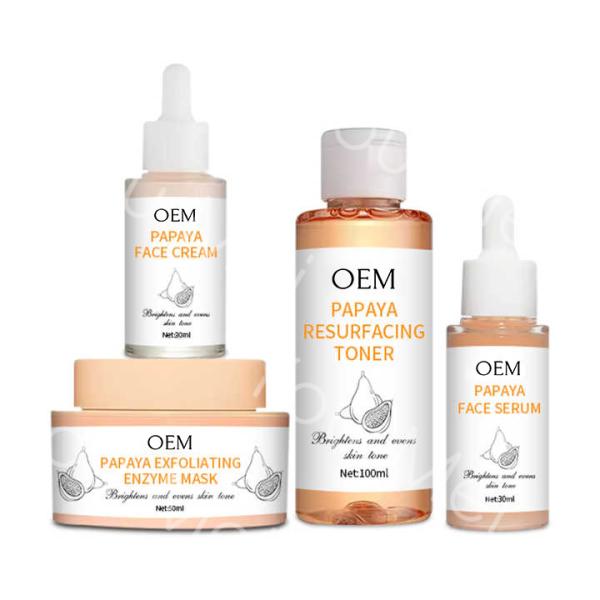 Quality Acne Whitening Facial Skincare Set Cleanser Toner And Moisturizer With Papaya Extract Whitening for sale