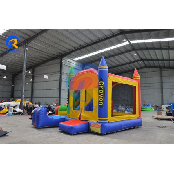 Quality Blower-Equipped Inflatable Crayon Bounce House with Side Slide and Customizable for sale