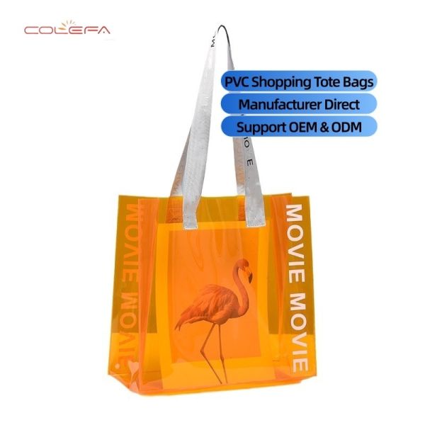 Quality Wholesale Jelly-Color-Style PVC Bag Orange Pouch Supermarket Shopping Trendy Influencer Gift Packaging Bag with Custom LOGO for sale